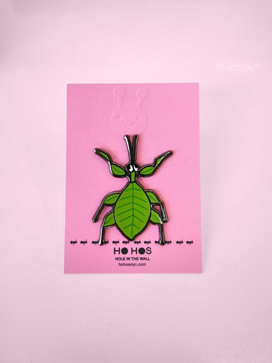 "Leaf Bug" Enamel pin – HO HOS HOLE IN THE WALL